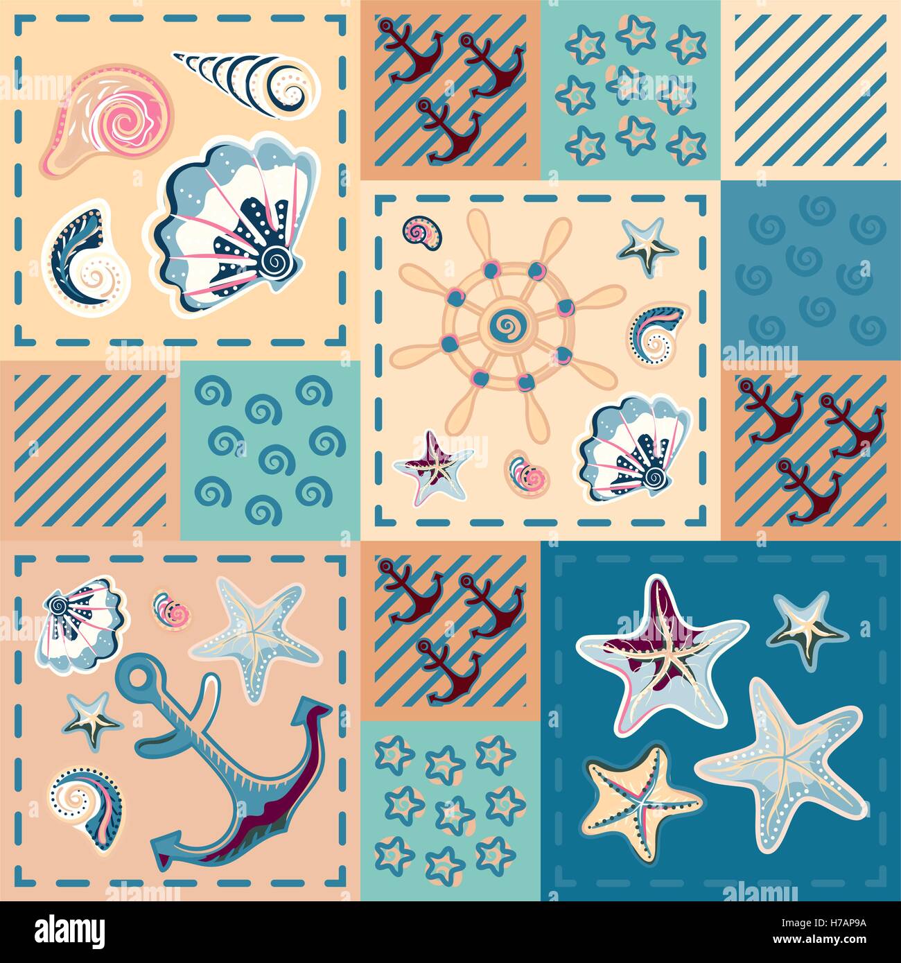 seamless pattern with colorful sea creatures. Ocean element, baby ...