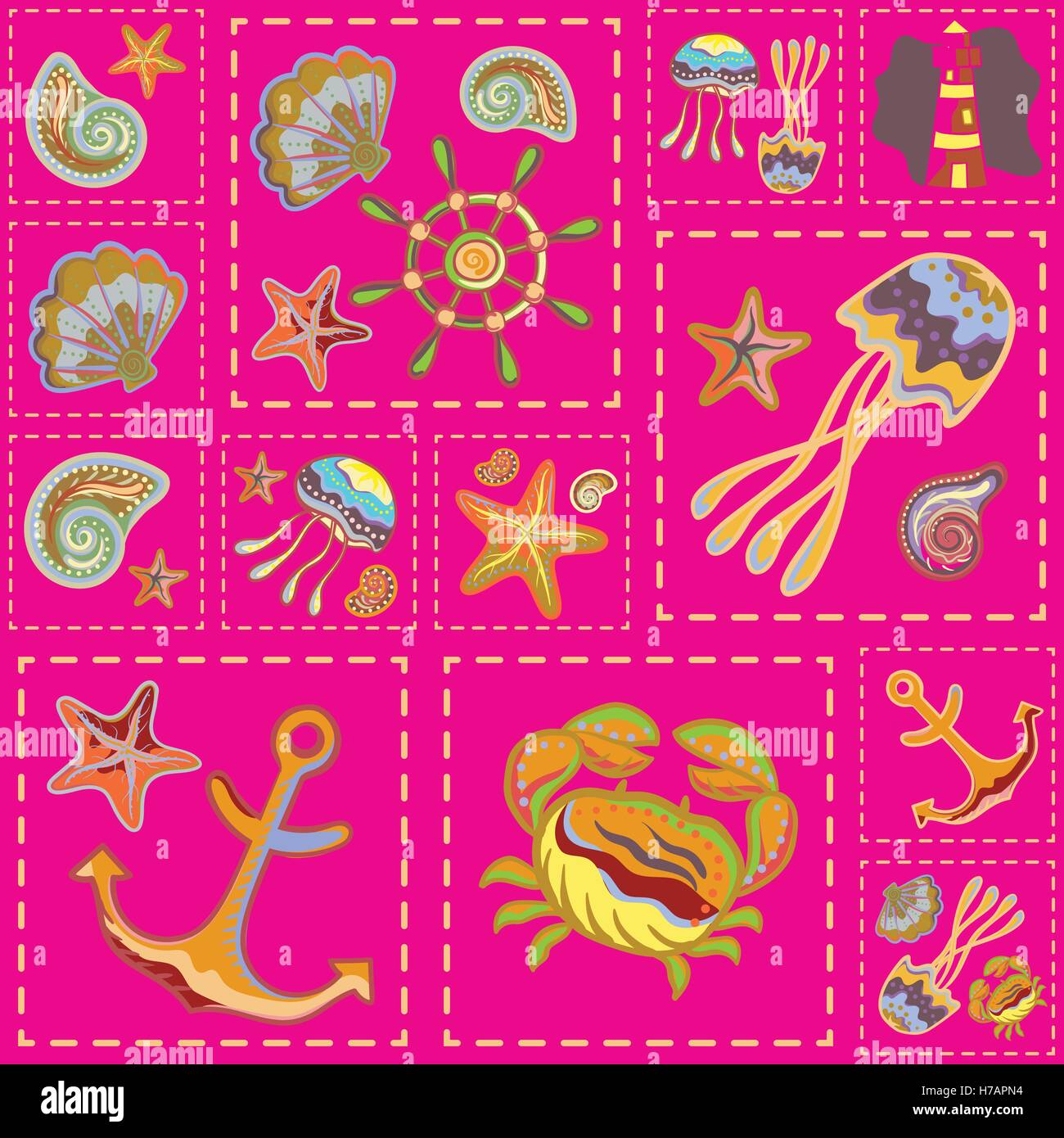Vector Marine Seamless Pattern Sea Patchwork Stock Vector Image And Art