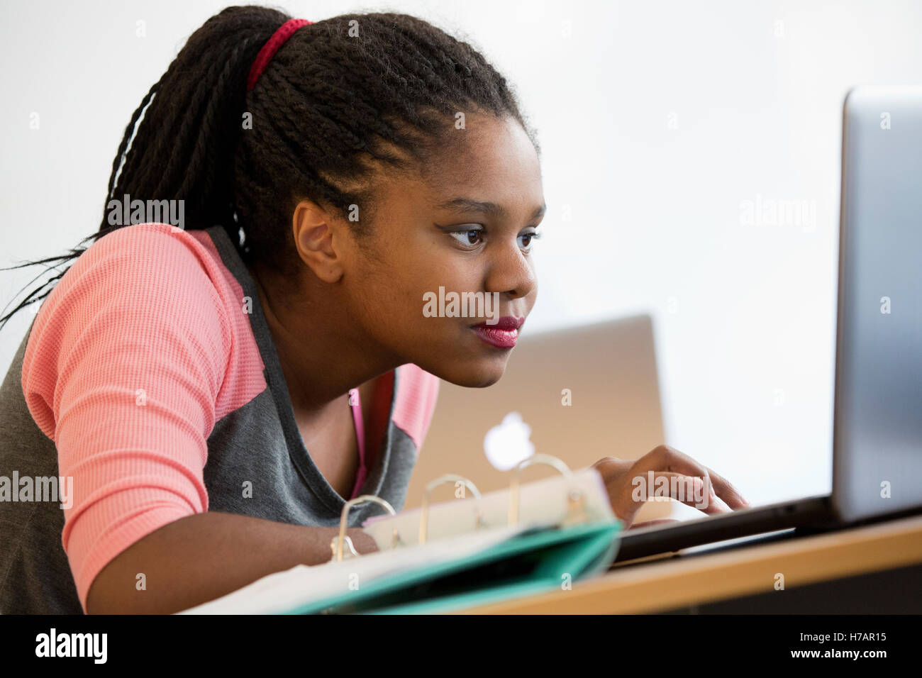 High school student with laptop Stock Photo - Alamy