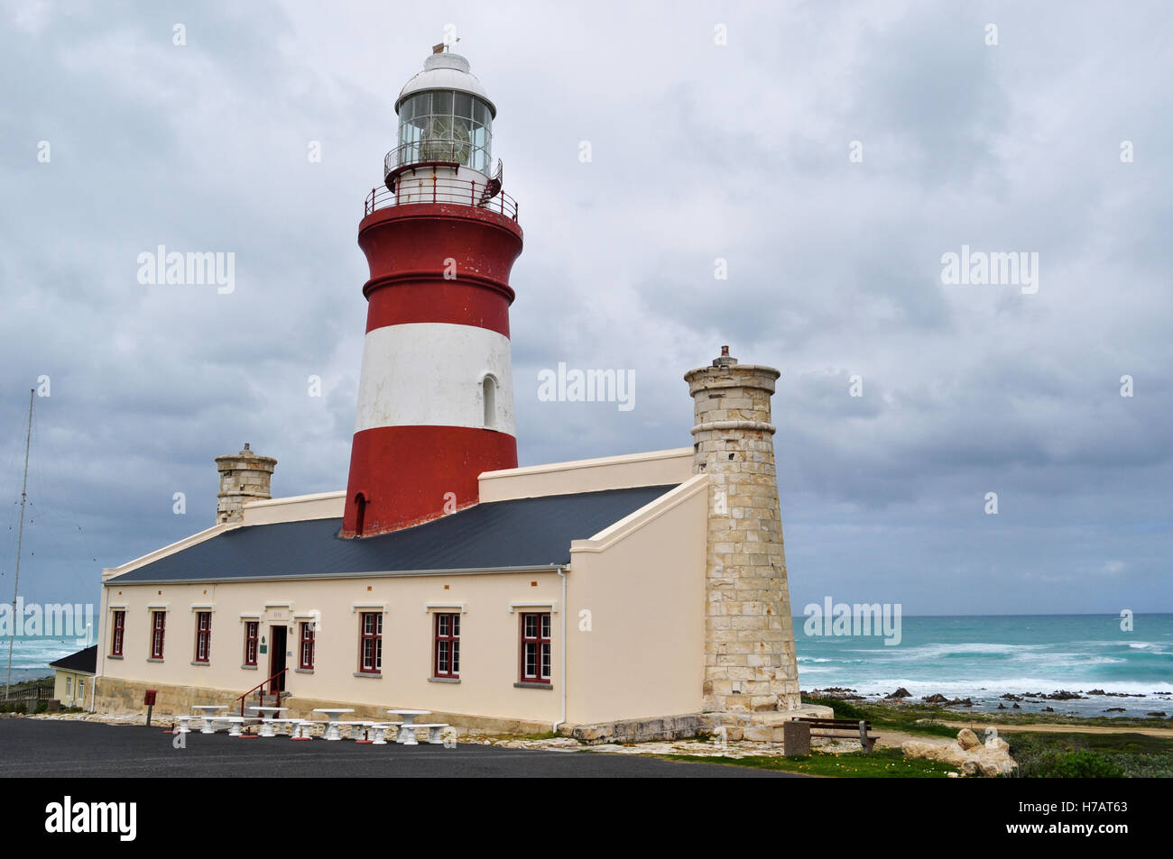 South Africa: view of the Cape Agulhas Lighthouse, built in 1849 on the southern edge of the ...