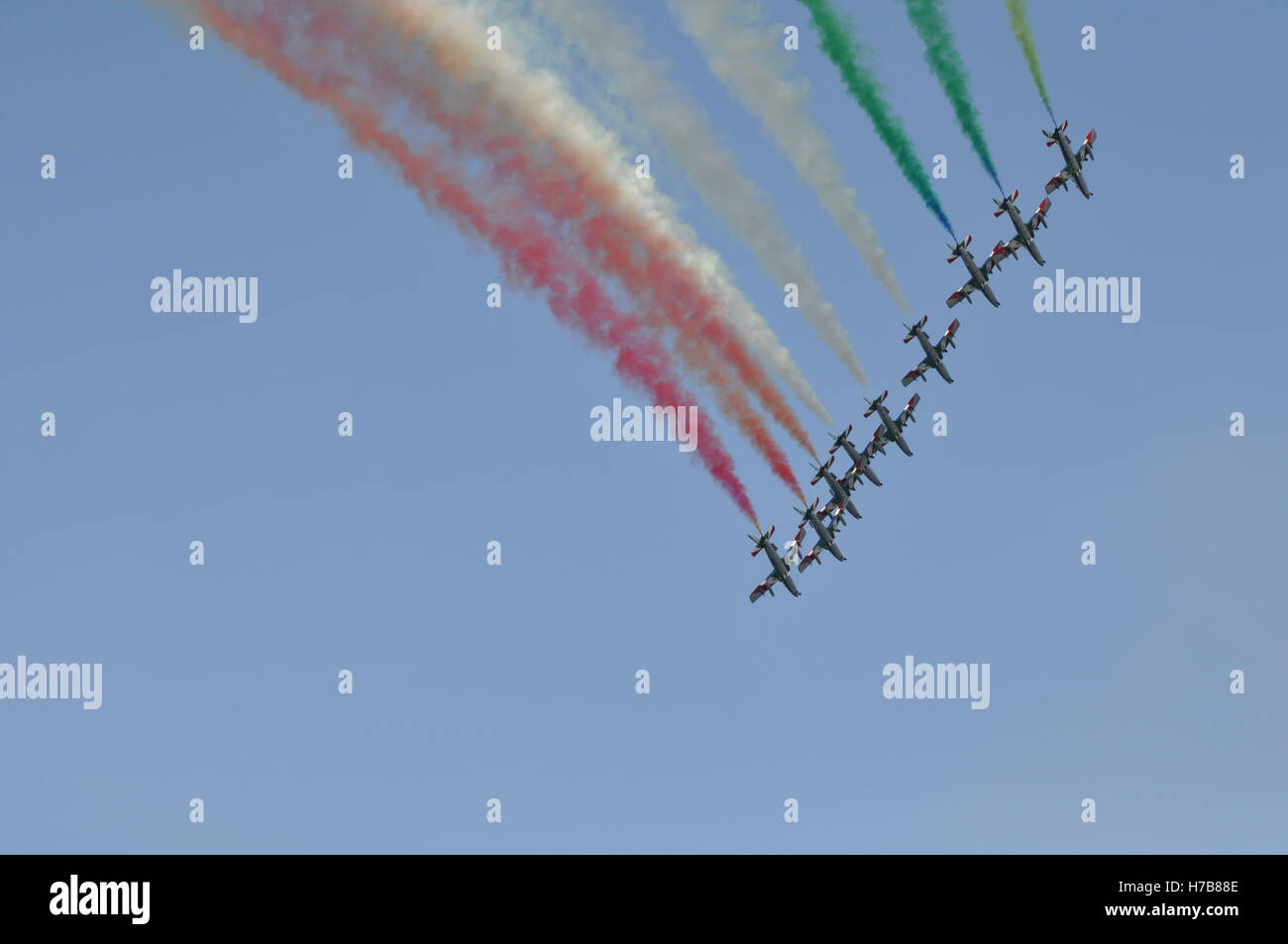 Pesaro Italy - lug 31 2016: The Italian demonstration team Frecce ...