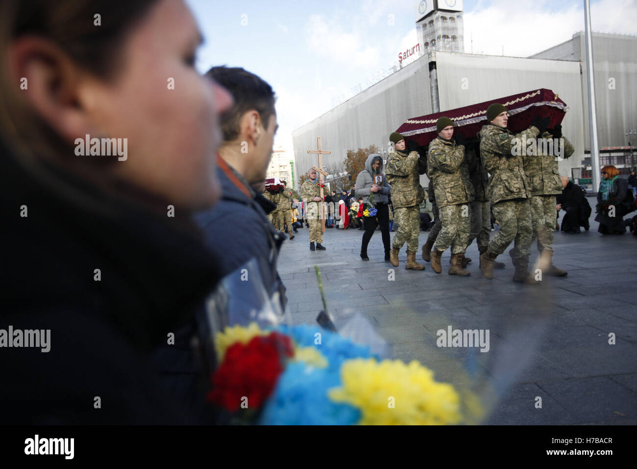 Kiev, Ukraine. 4th Nov, 2016. funeral ceremony for Ukrainian volunteers 'Aydar Battalion ...