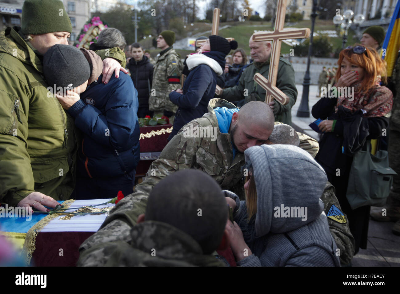 Kiev, Ukraine. 4th Nov, 2016. funeral ceremony for Ukrainian volunteers 'Aydar Battalion ...