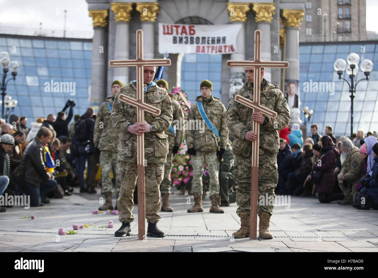 Kiev, Ukraine. 4th Nov, 2016. funeral ceremony for Ukrainian volunteers 'Aydar Battalion ...