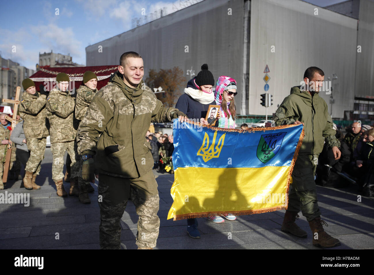 Kiev, Ukraine. 4th Nov, 2016. funeral ceremony for Ukrainian volunteers 'Aydar Battalion ...