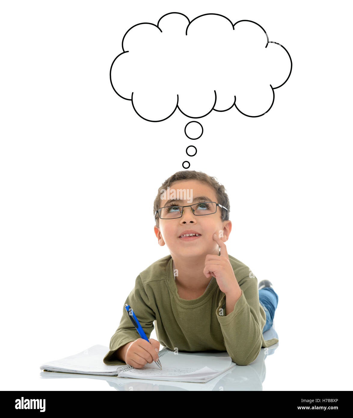 Young Schoolboy Searching for Answer Isolated on White Background Stock ...