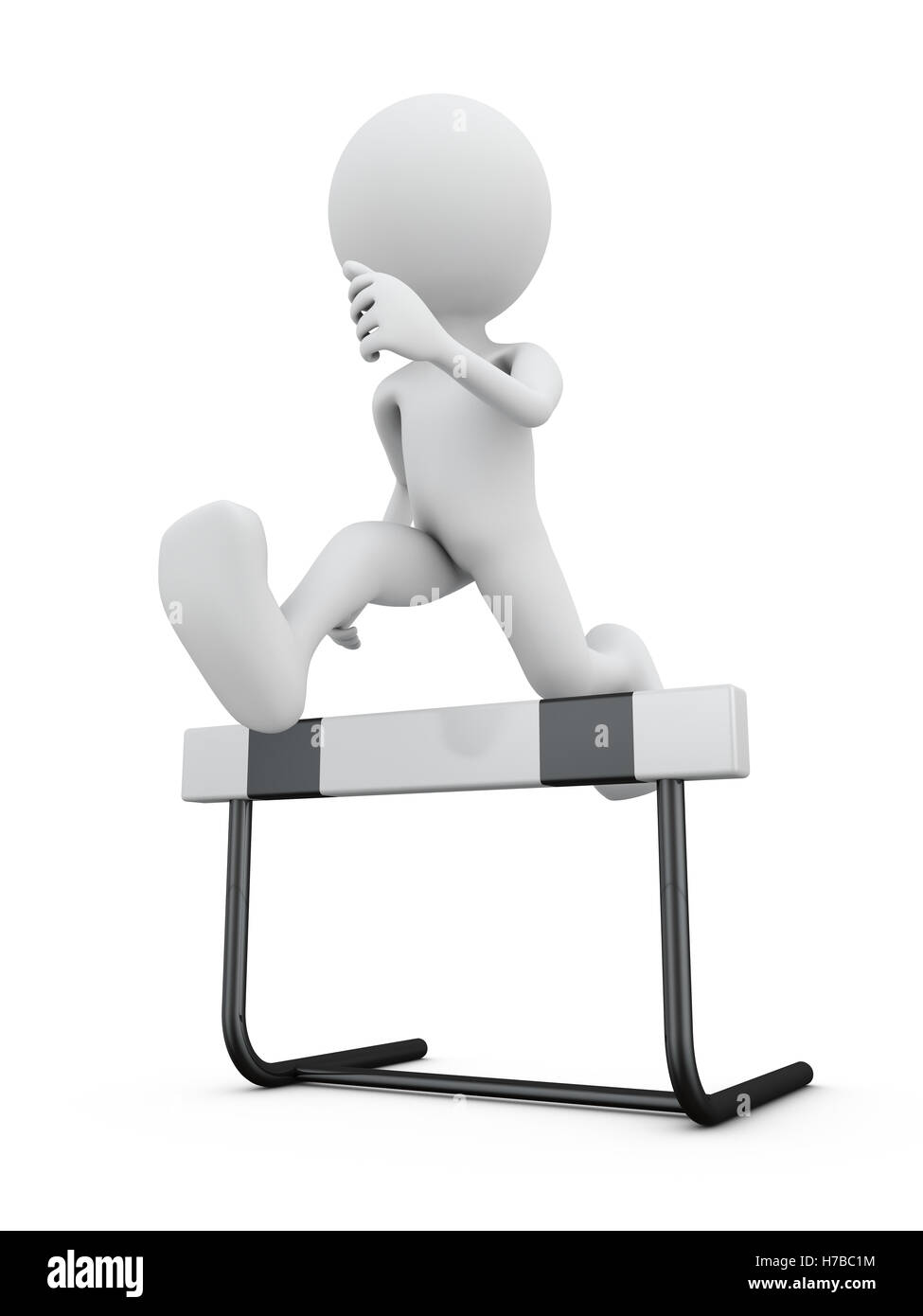 Faceless man jumping over the barrier. 3d render Stock Photo - Alamy