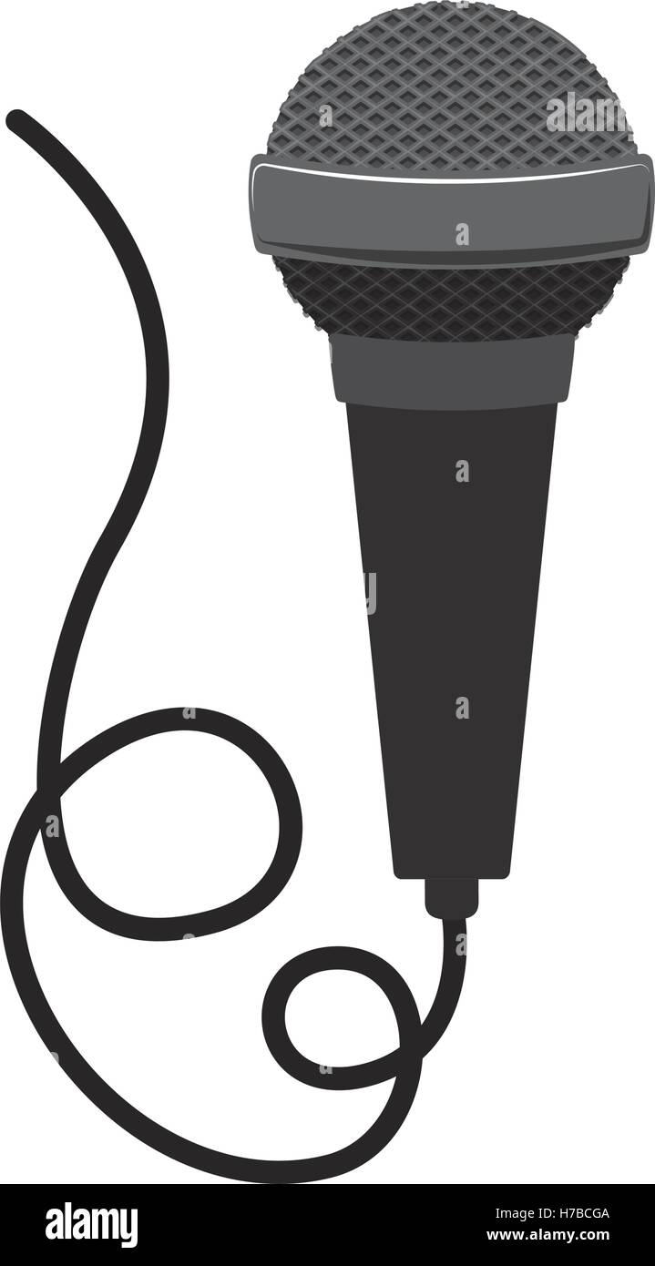 microphone with cord icon over white background. vector illustration ...