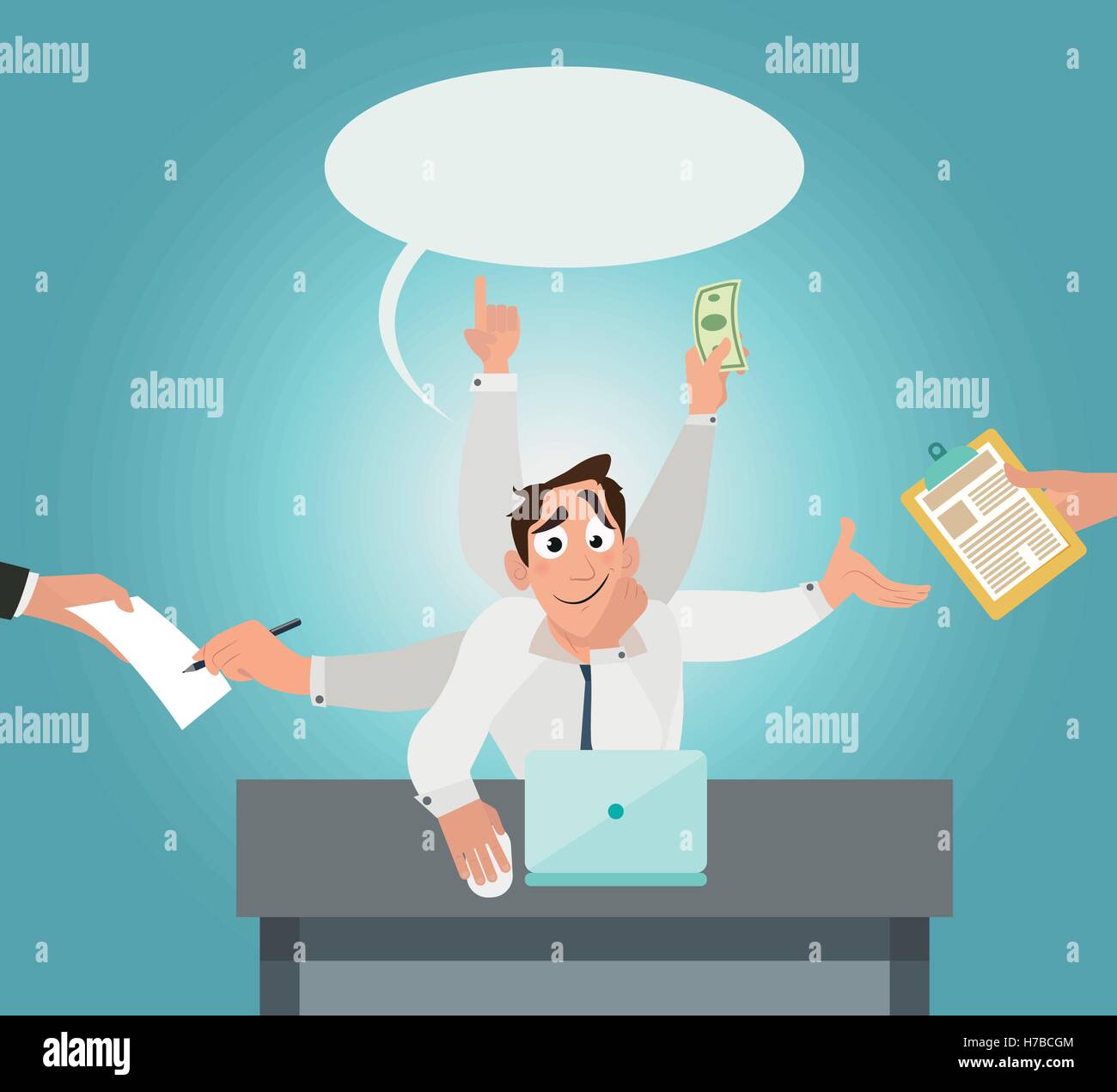 Man multi tasking office Stock Vector Images - Alamy