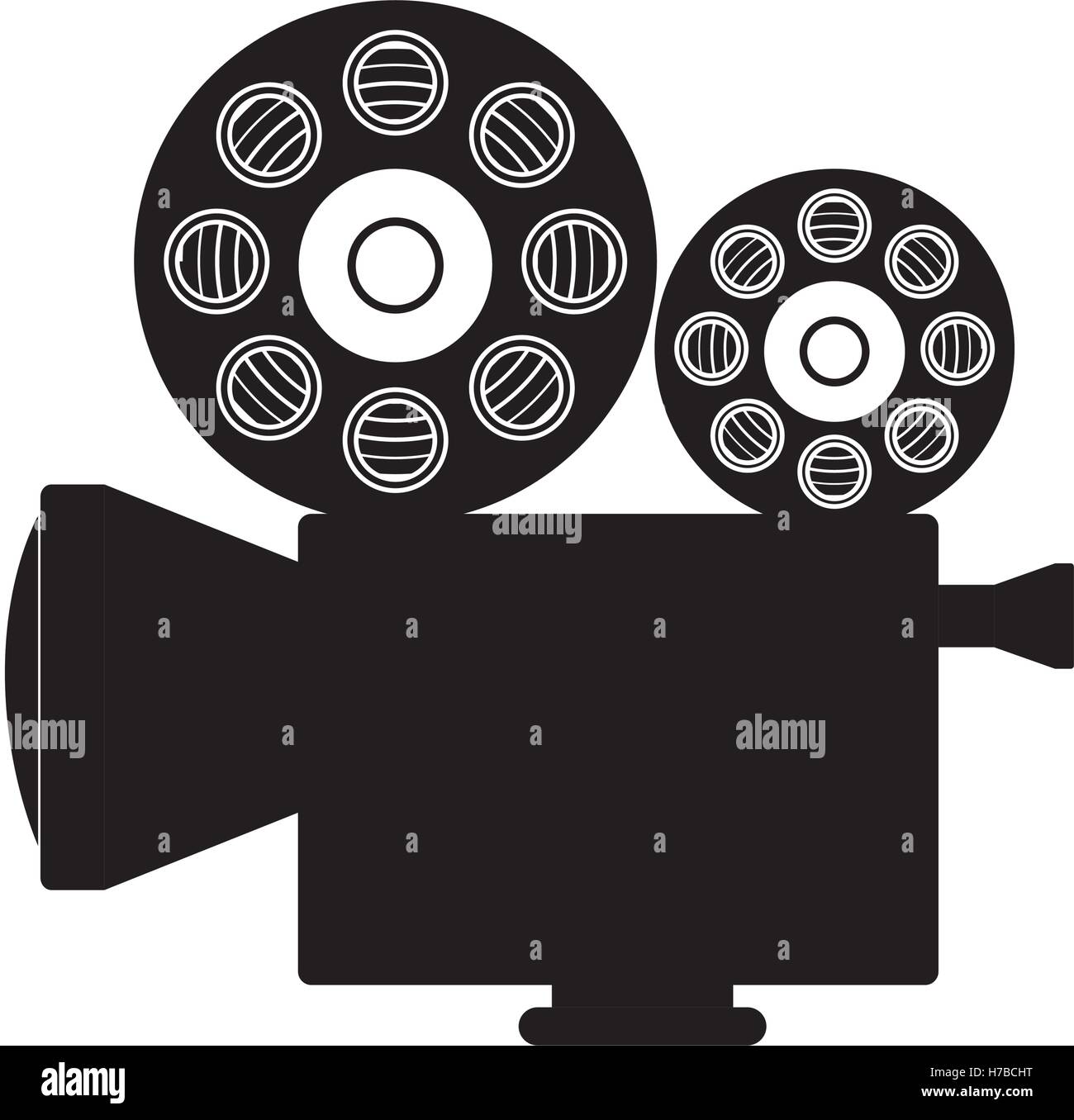 cinema camera with films reels over white background. vector ...