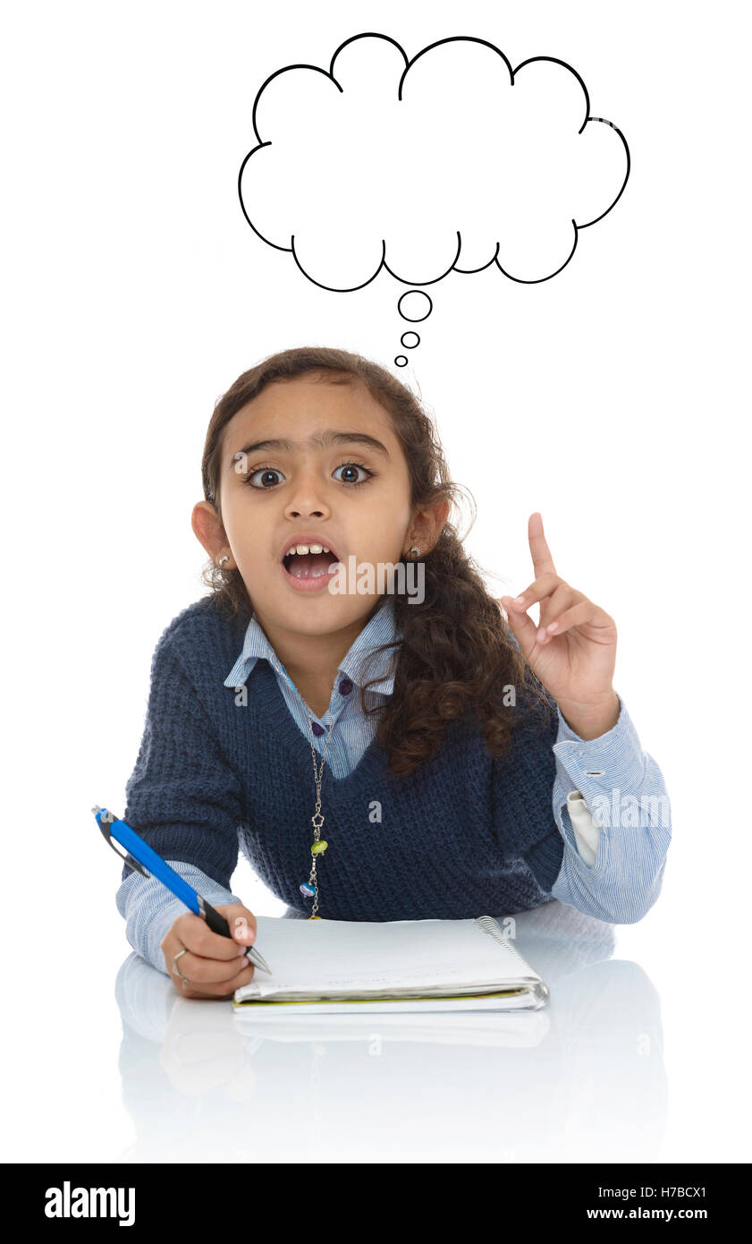 Studying Girl Found the Answer Isolated on White Background Stock Photo ...