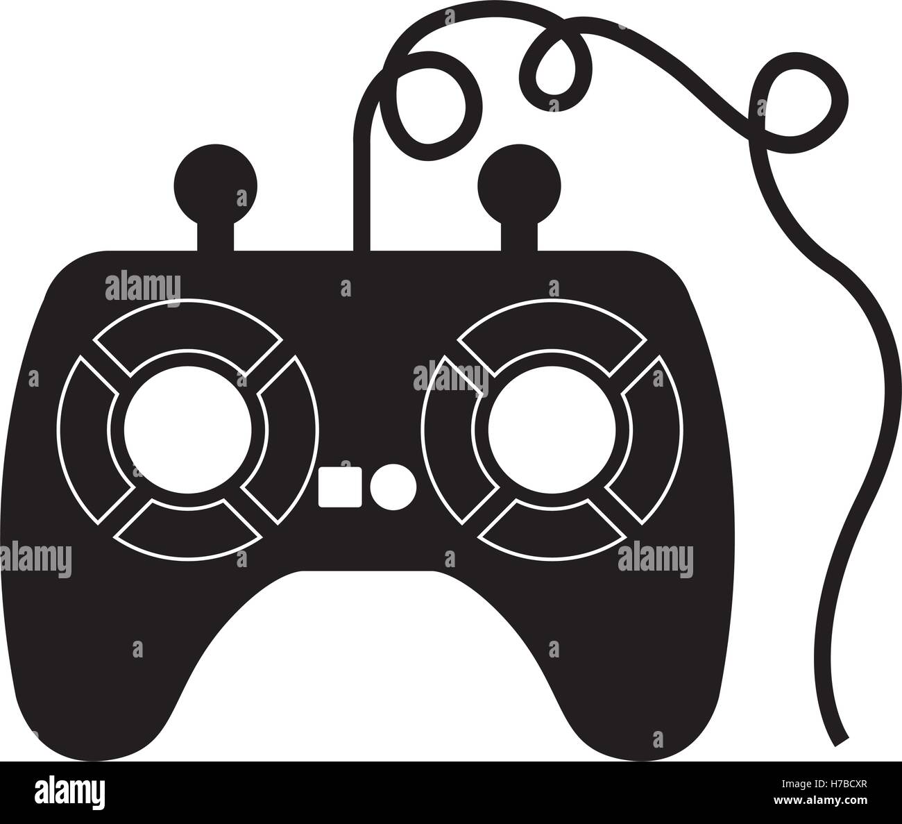 videogame control with buttons and joystick over white background ...