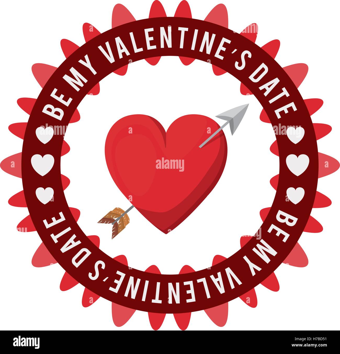 heart with arrow seal stamp over white background. be my valentine's ...
