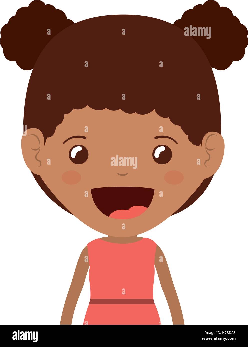 cartoon girl smiling and wearing casual clothes. happy kid icon ...
