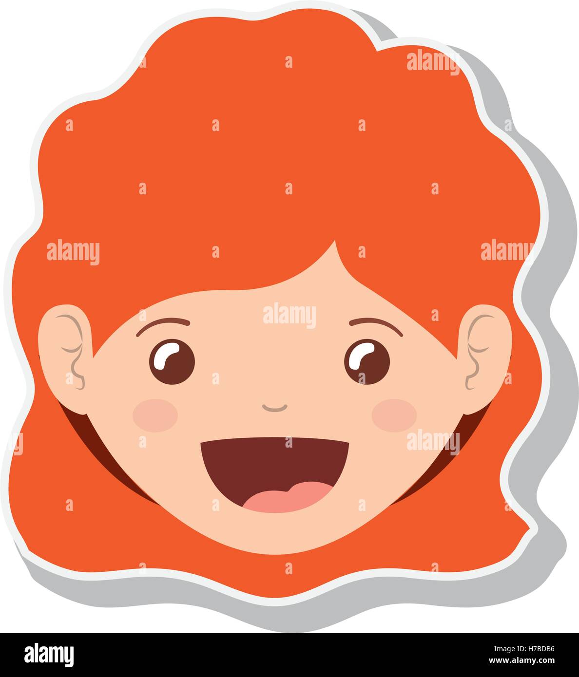 cartoon girl face smiling. happy kid icon. colorful and isolated design ...