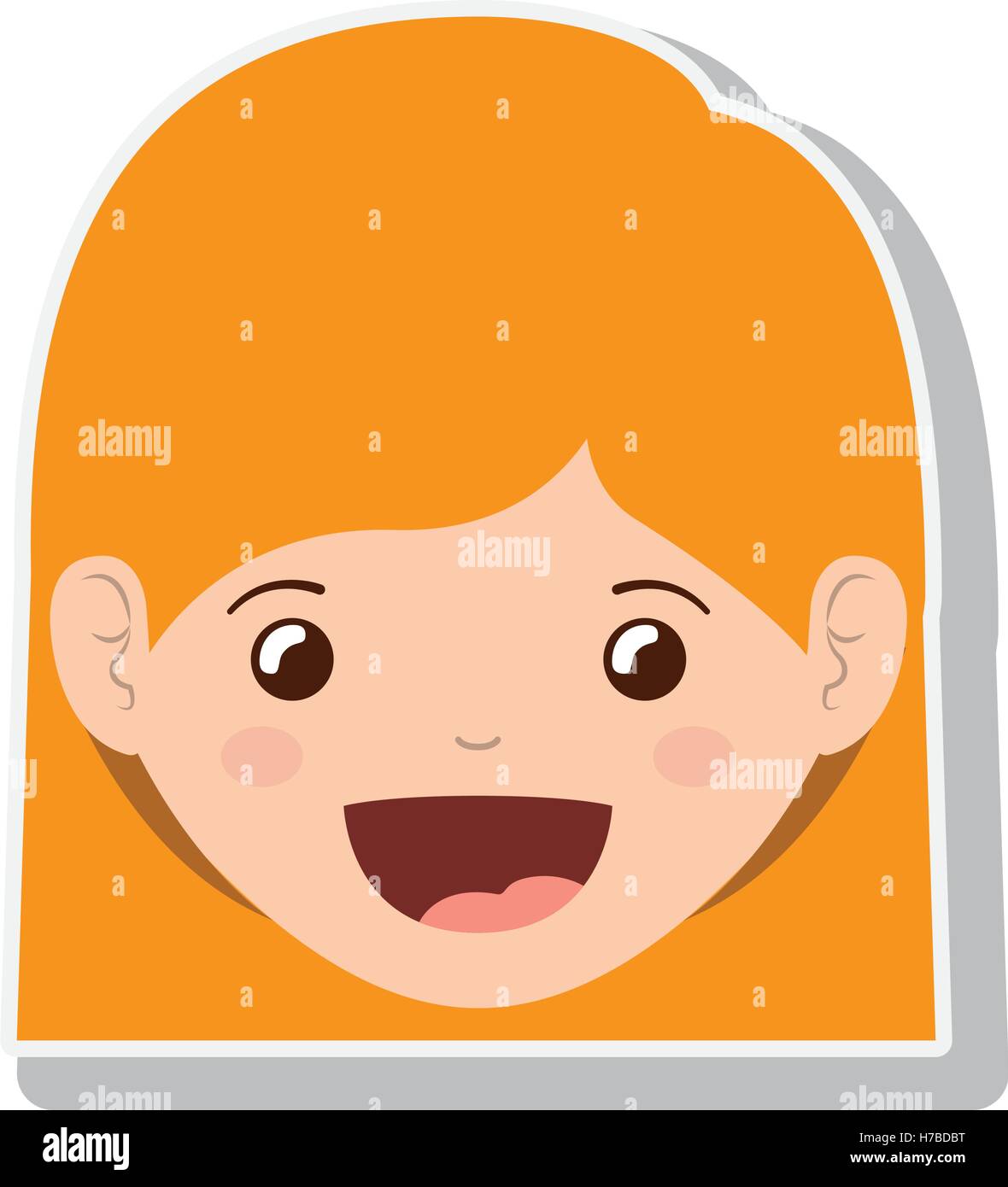 cartoon girl face smiling. happy kid icon. colorful and isolated design ...