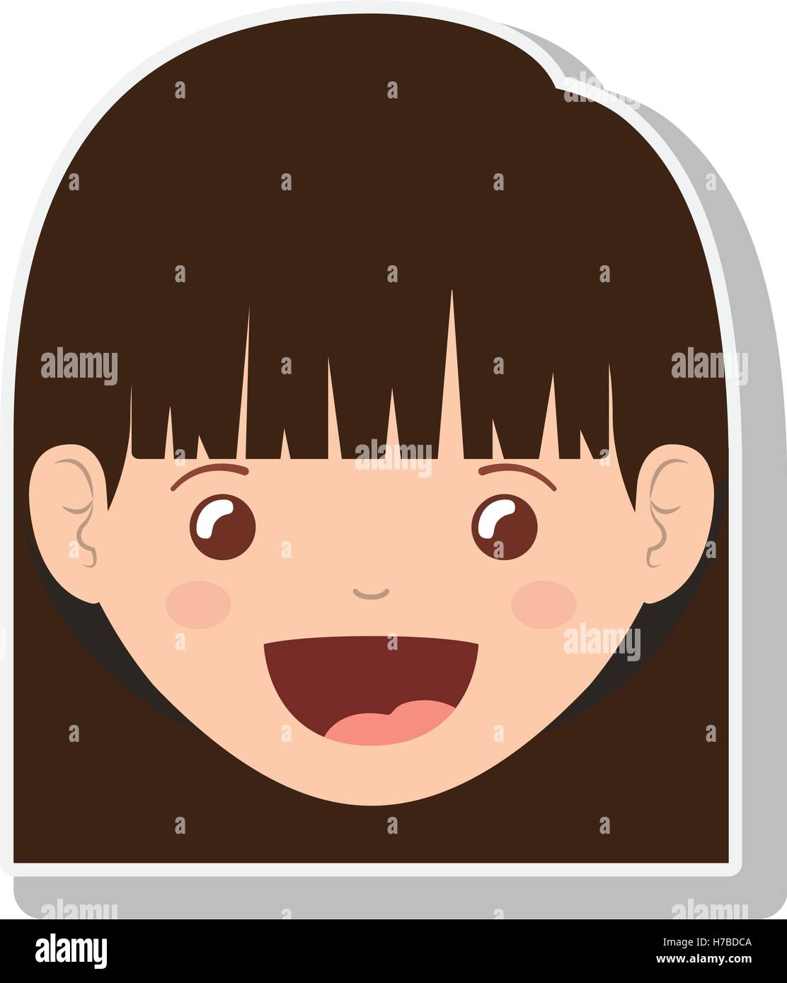 cartoon girl face smiling. happy kid icon. colorful and isolated design ...