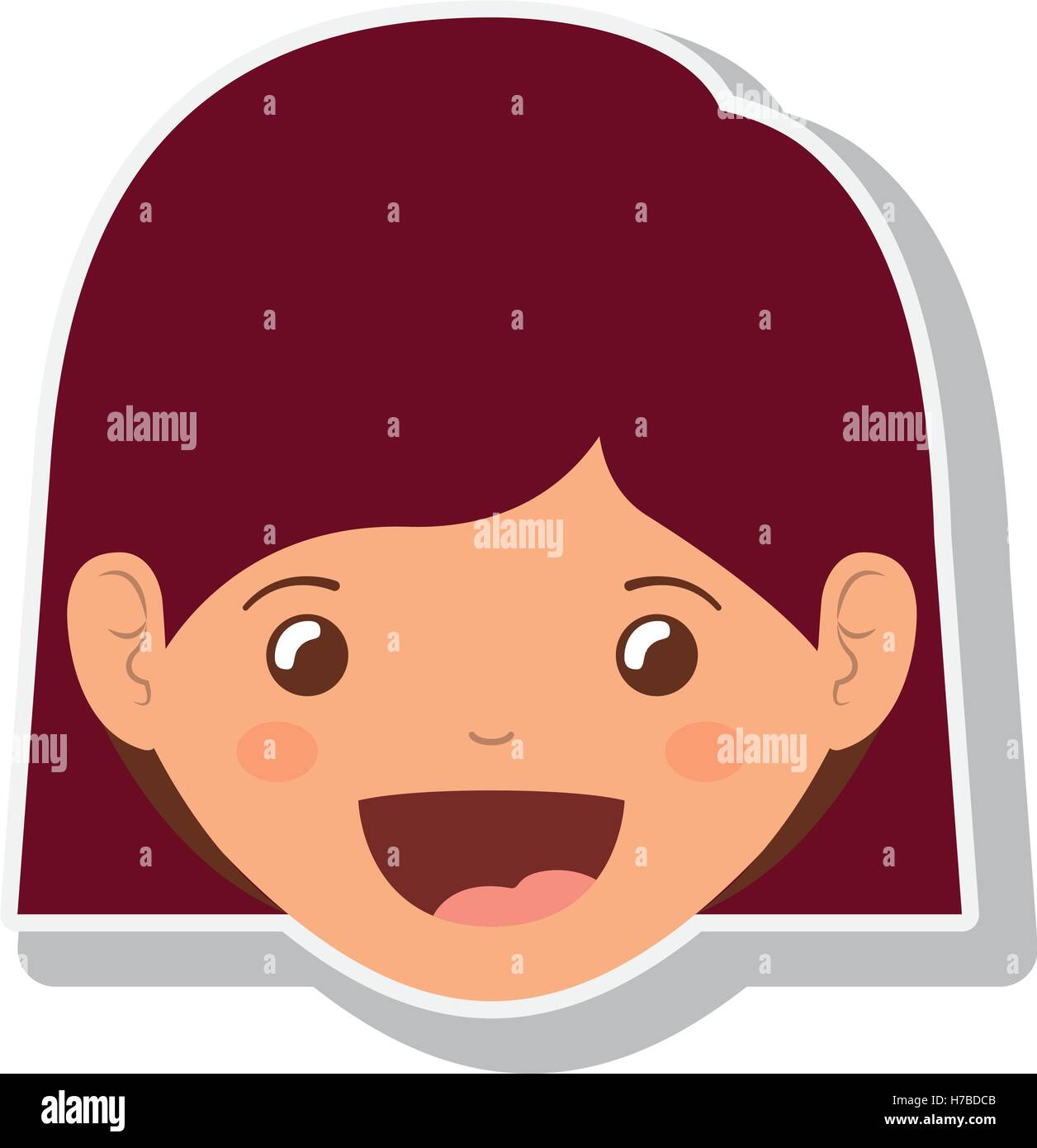 cartoon girl face smiling. happy kid icon. colorful and isolated design ...