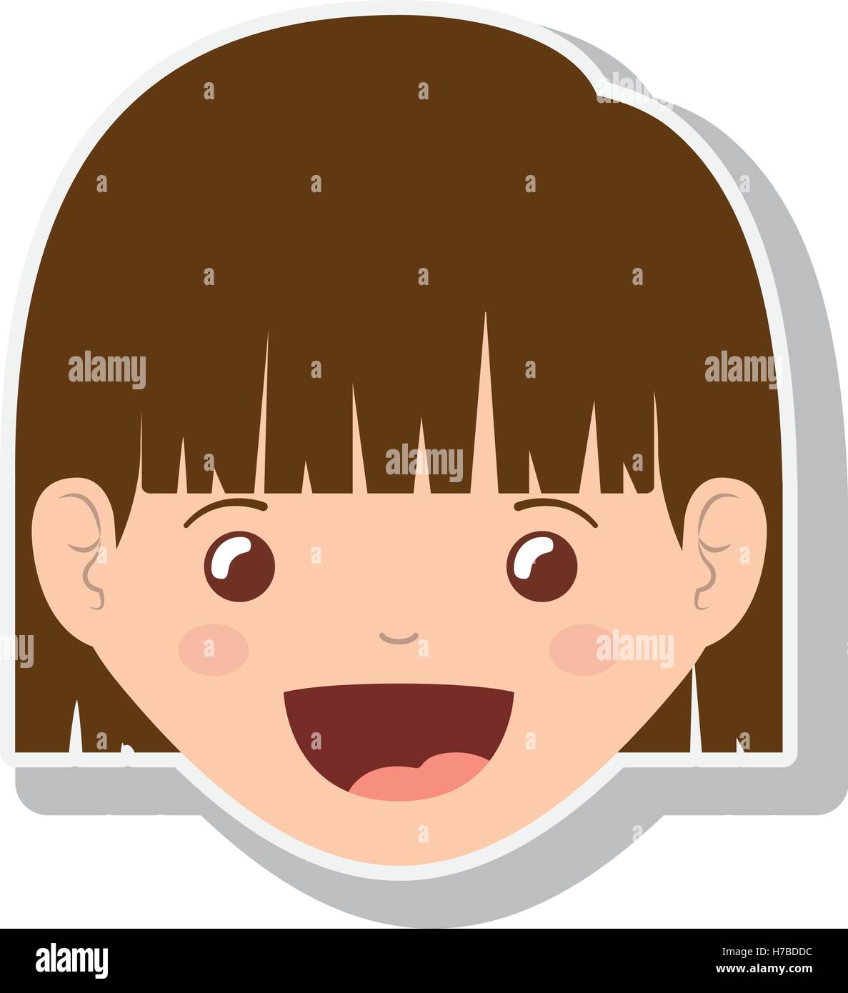 cartoon girl face smiling. happy kid icon. colorful and isolated design ...
