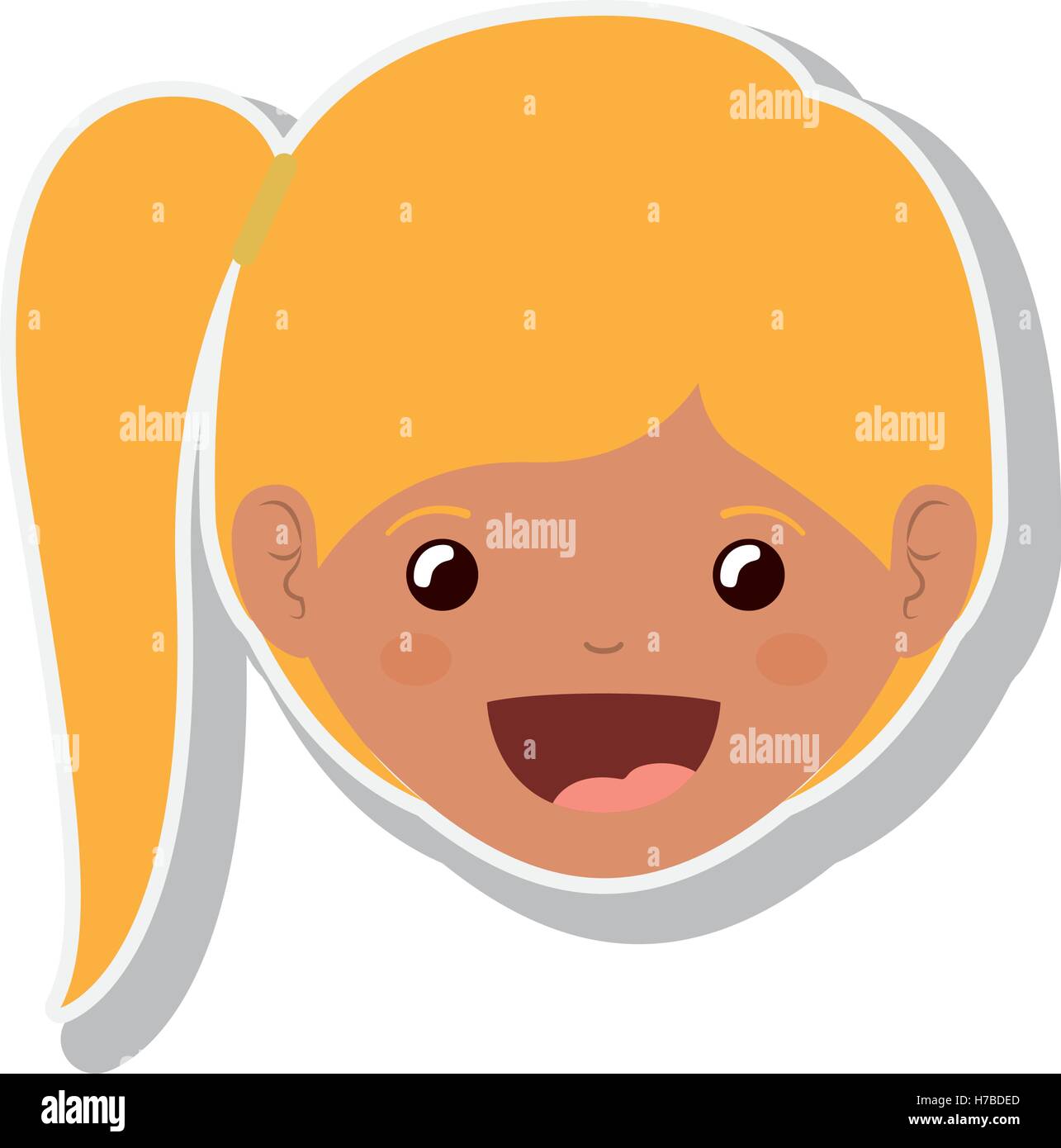cartoon girl face smiling. happy kid icon. colorful and isolated design ...