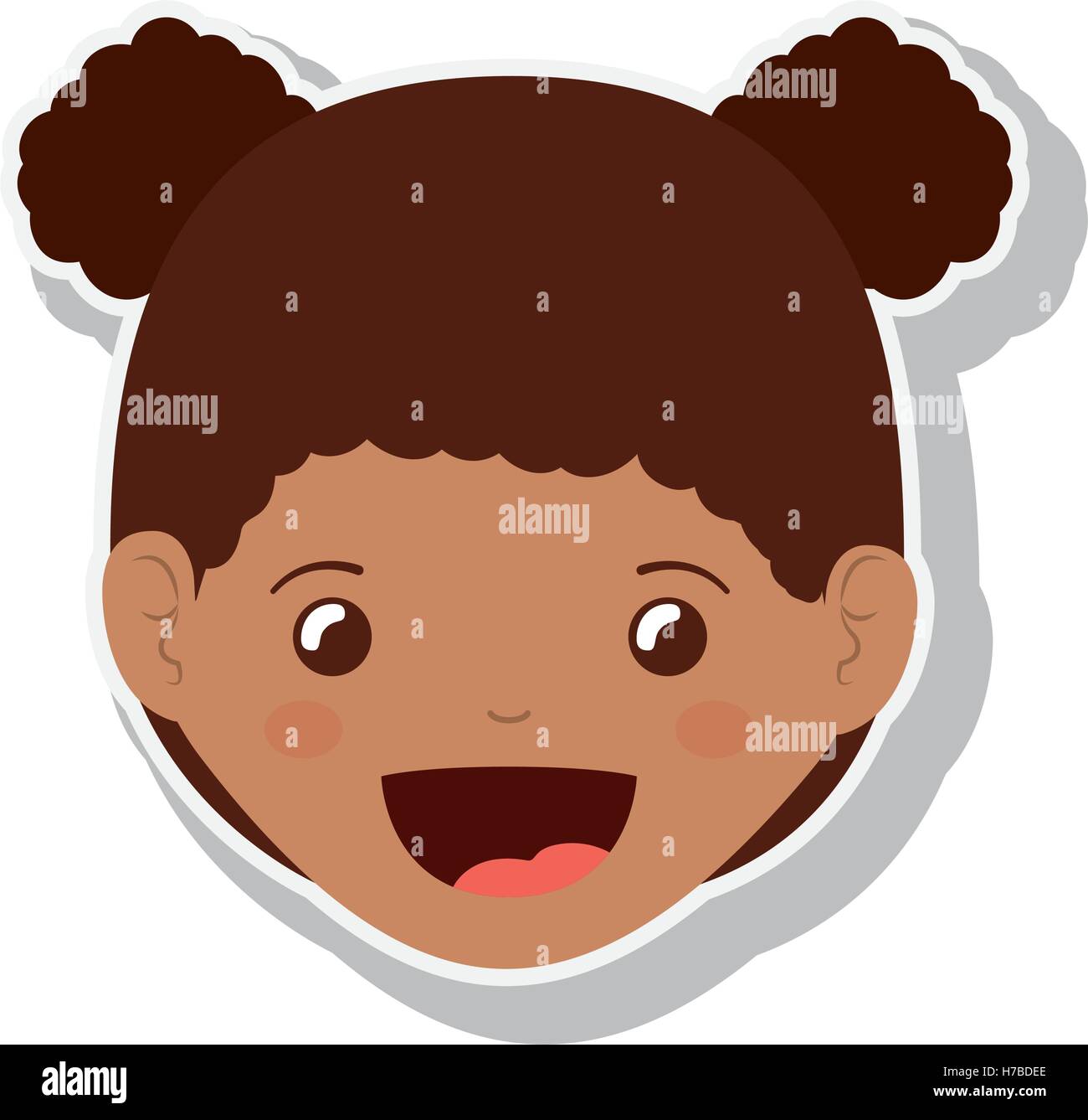 cartoon girl face smiling. happy kid icon. colorful and isolated design ...