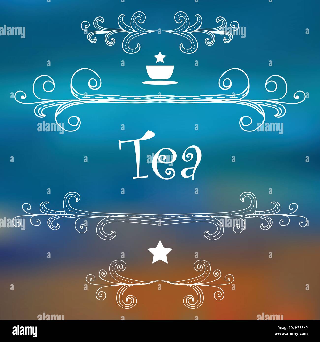 Tea advertising design. Menu hand-drawn decoration. Vector illustration ...