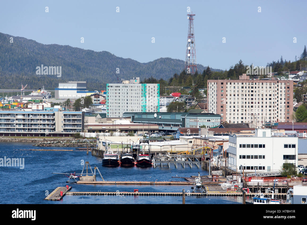 The view of Ketchikan town, popular tourist destination in Alaska Stock ...