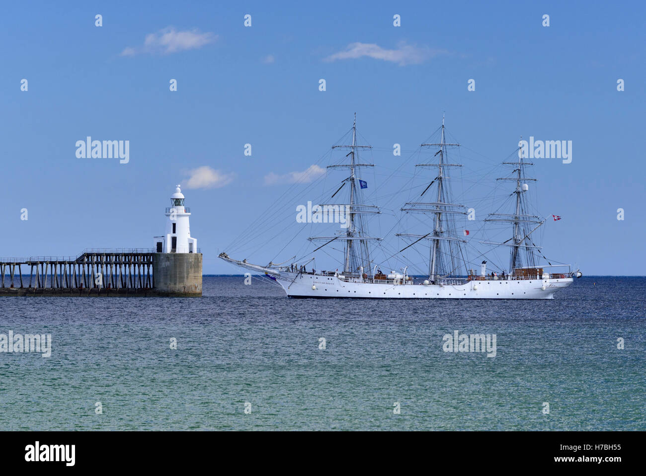 "Christian Radich" entering Blyth Harbour Stock Photo - Alamy