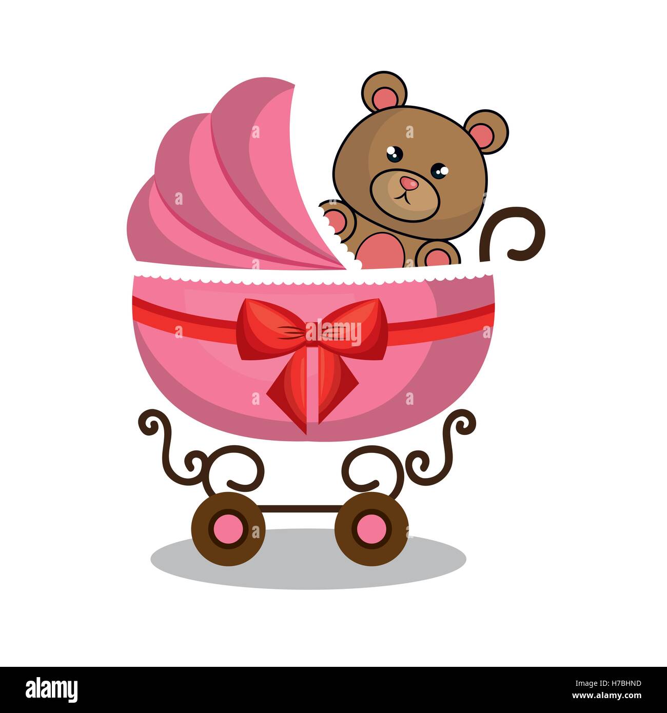 cart baby with cute stuffed animal vector illustration design Stock ...