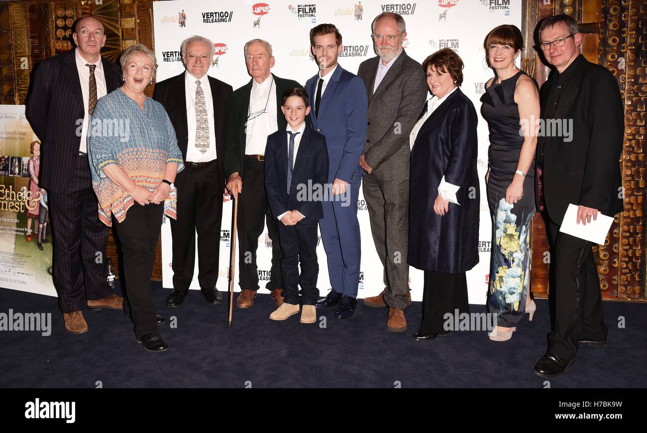 London, UK. Simon Day, Pam Ferris, Raymond Briggs, Harry Collett, Luke ...