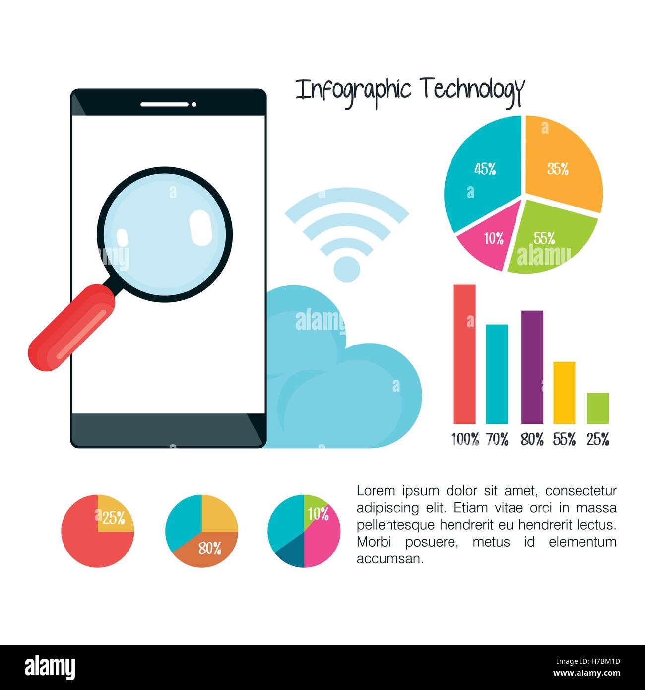 infographic technology flat icons vector illustration design Stock ...