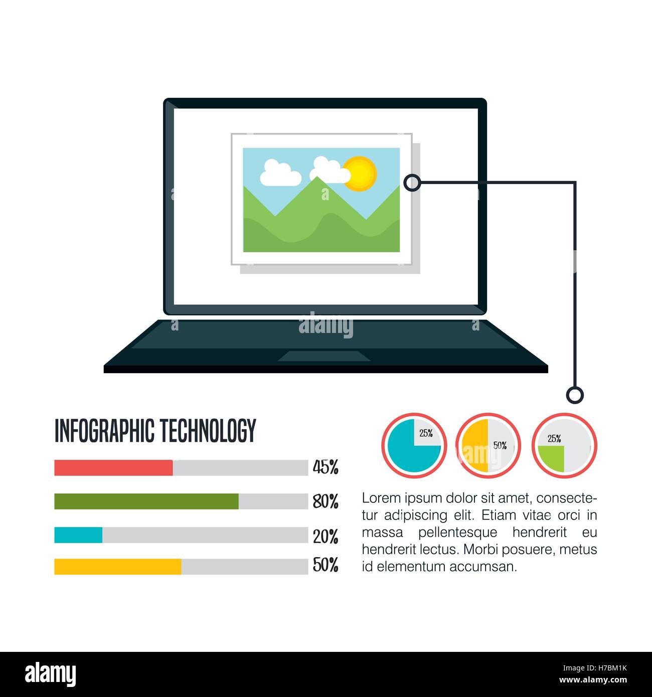 infographic technology flat icons vector illustration design Stock ...