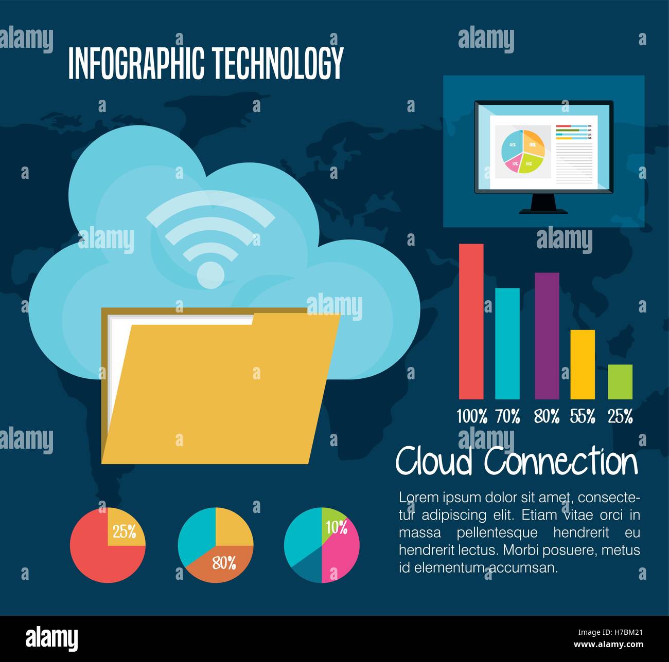 infographic technology flat icons vector illustration design Stock ...