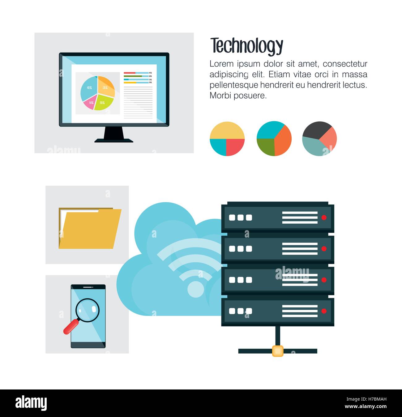 infographic technology flat icons vector illustration design Stock ...