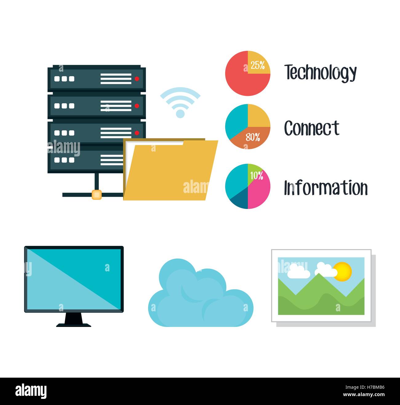 infographic technology flat icons vector illustration design Stock ...