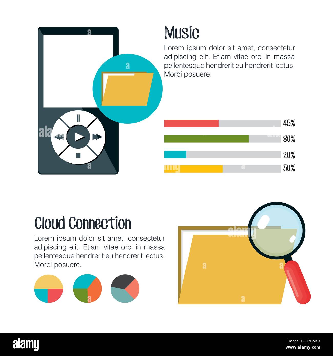 infographic technology flat icons vector illustration design Stock ...
