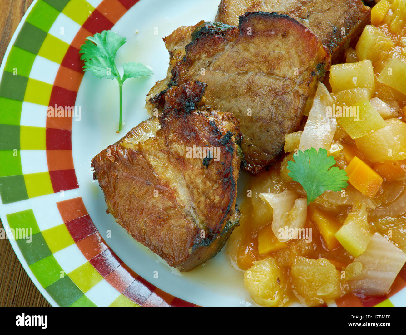Pork with chanterelle stew .Finnish cuisine Stock Photo - Alamy