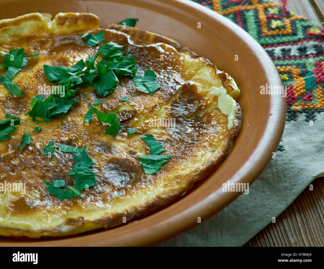 Scrambled Hutsul .raditional dish of Hutsuls.Carpathian highlanders ...