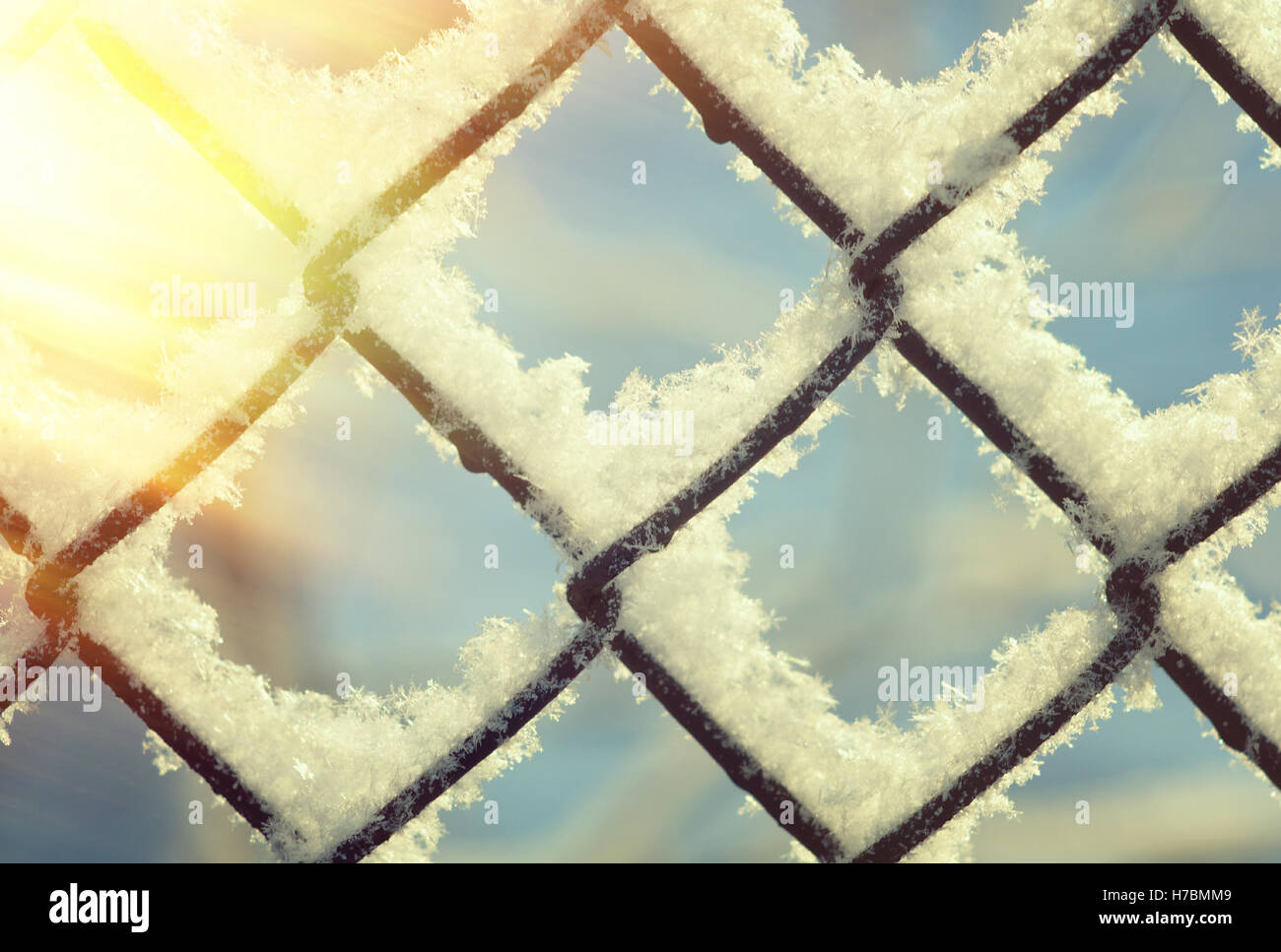Snow-clad railing,winter landscape,freezing patterns, winter Stock ...