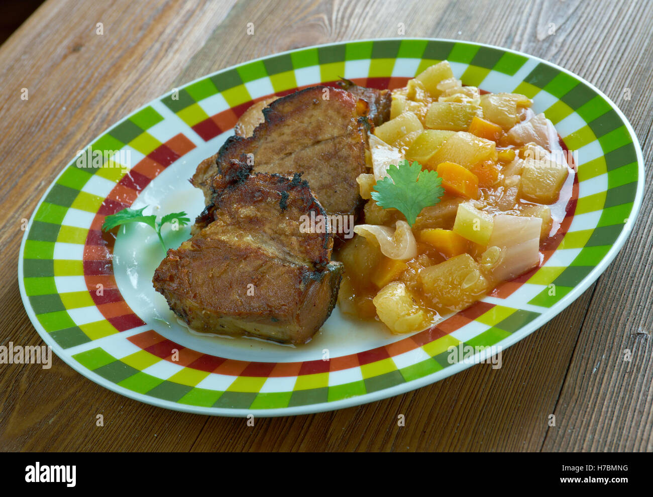 Pork with chanterelle stew .Finnish cuisine Stock Photo - Alamy