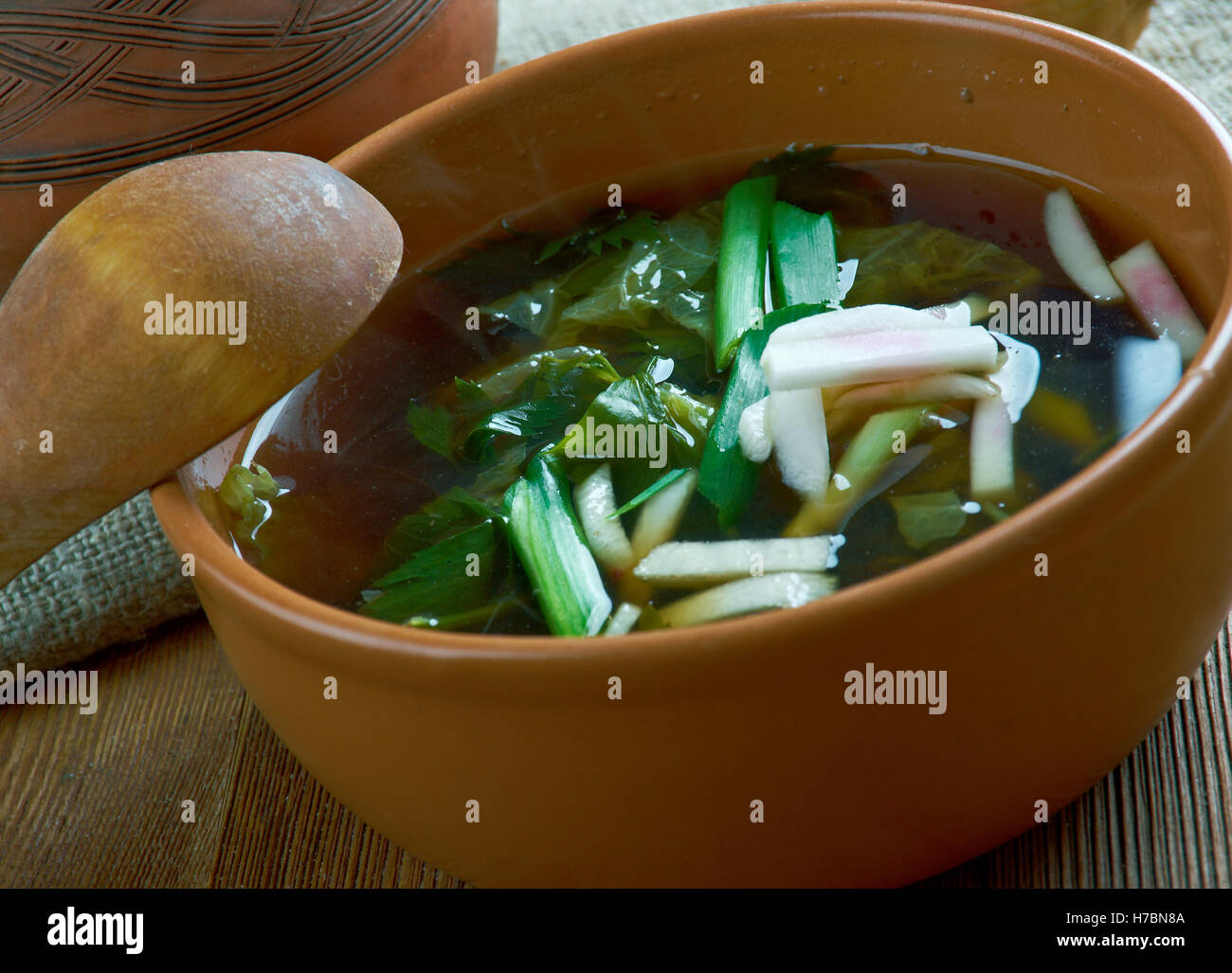 krosheva Grey stchi Russian cabbage soup Stock Photo - Alamy