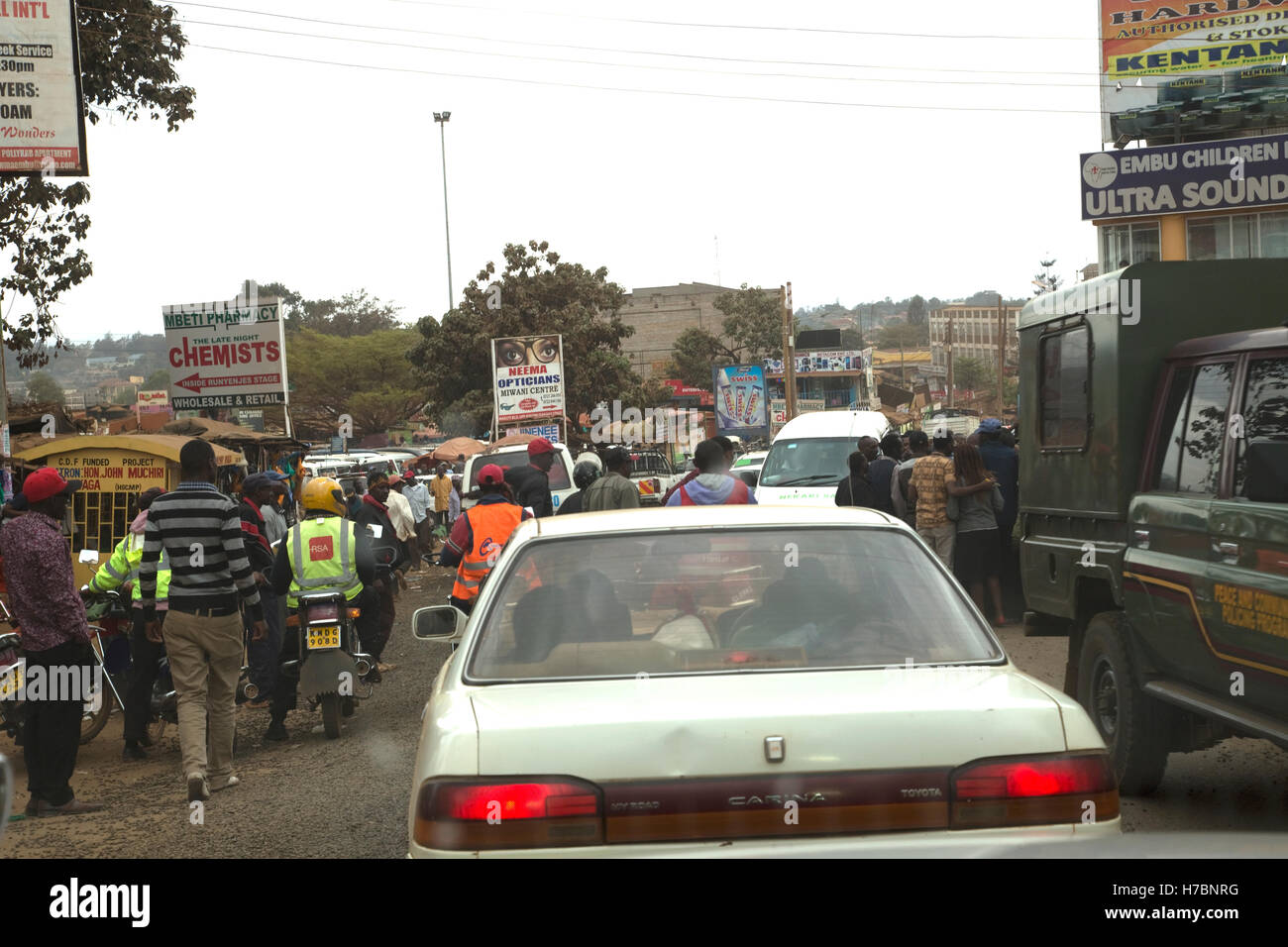 Busy African street traffic and people Meru town Kenya Stock Photo - Alamy