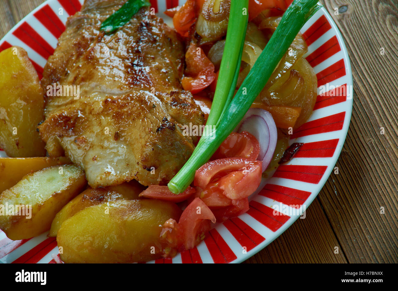 sipulipihvi - Onion steak.Finnish version of pork steak Stock Photo - Alamy