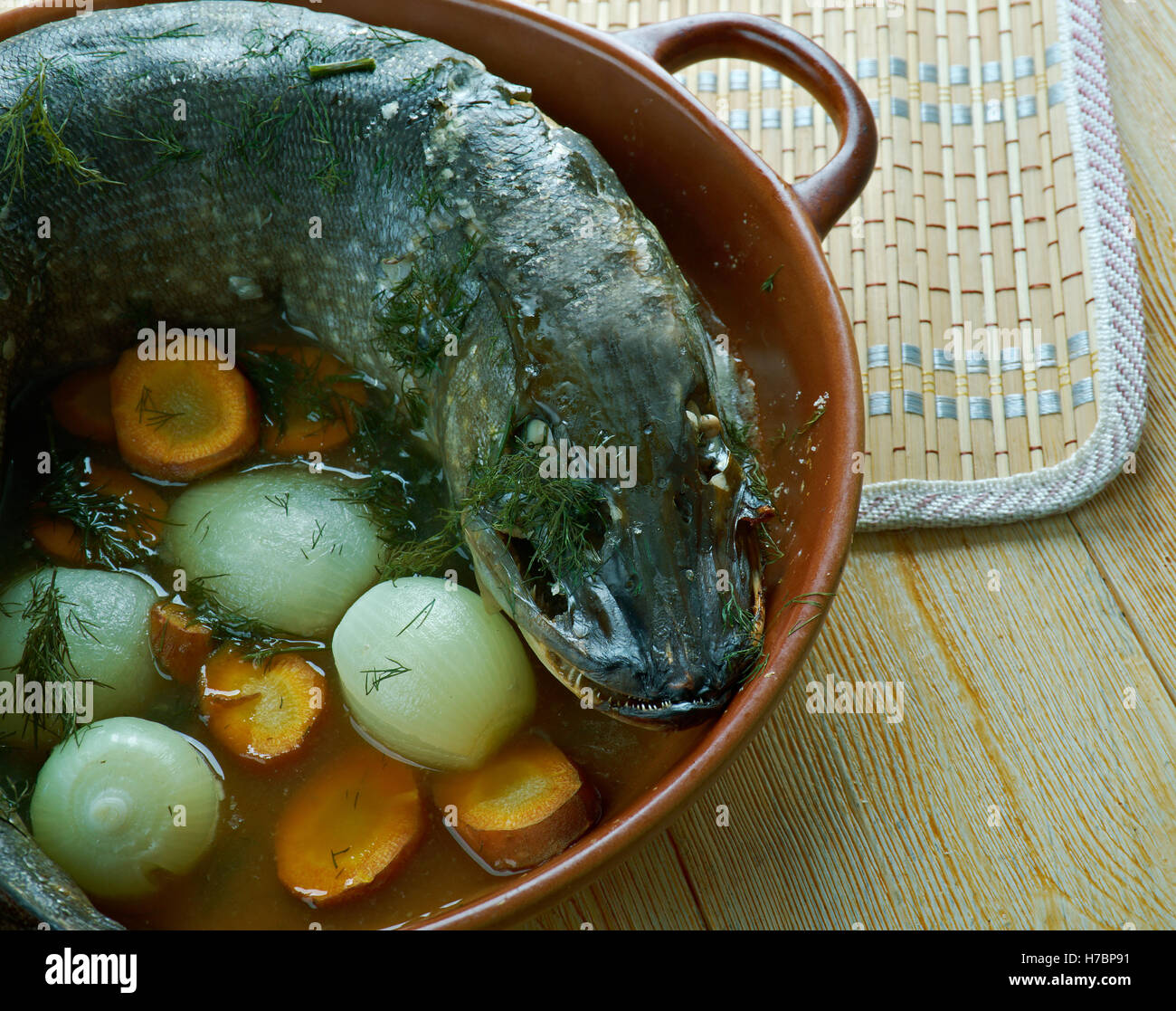 uunihauki Baked pike in Finnish. close up Stock Photo - Alamy