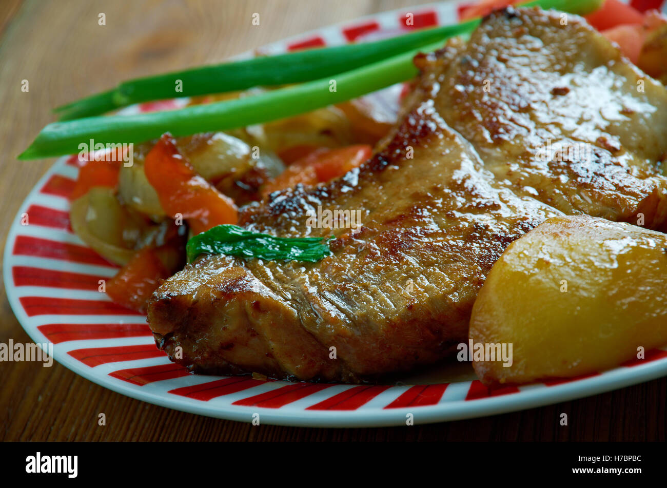 sipulipihvi - Onion steak.Finnish version of pork steak Stock Photo - Alamy