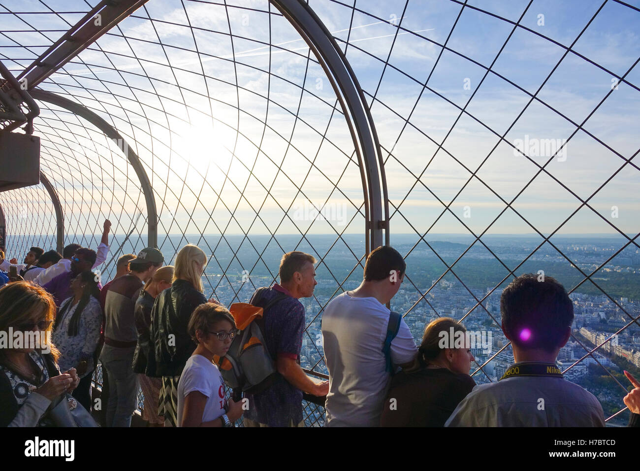 People enjoying the amazing view over Paris on the viewing platform of ...