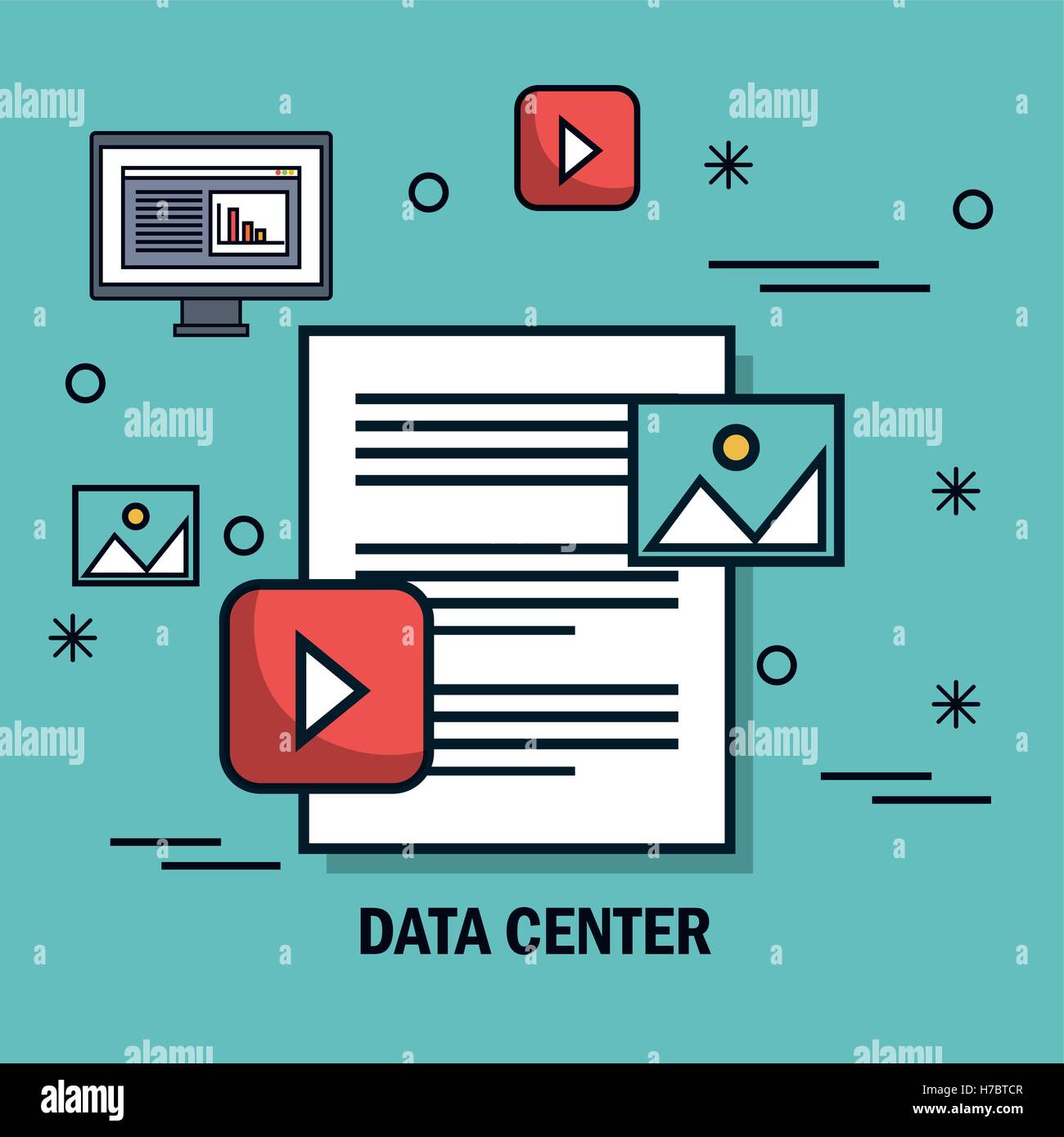 data center flat line icons vector illustration design Stock Vector ...