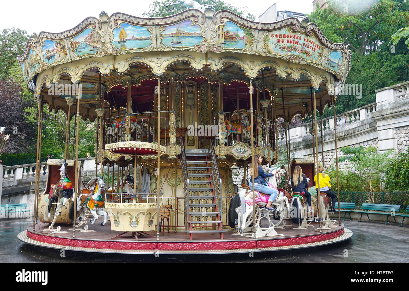 Famous Montmartre carousel in Paris Stock Photo - Alamy
