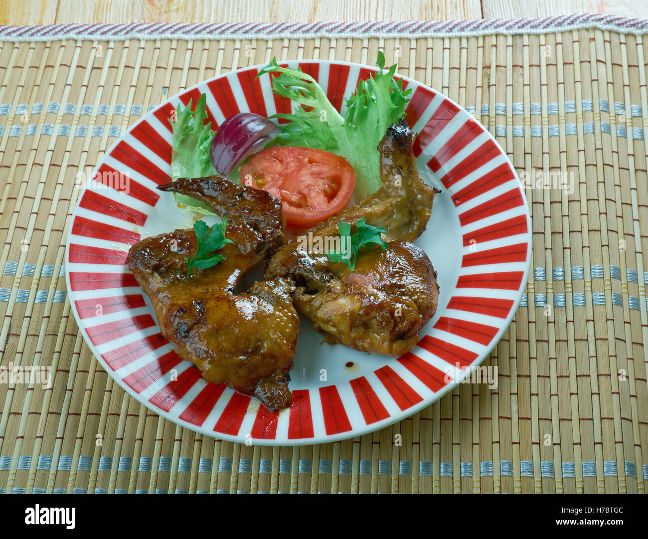 Smoked Texan chicken wings.Great for lunch, a barbecue or picnic Stock ...