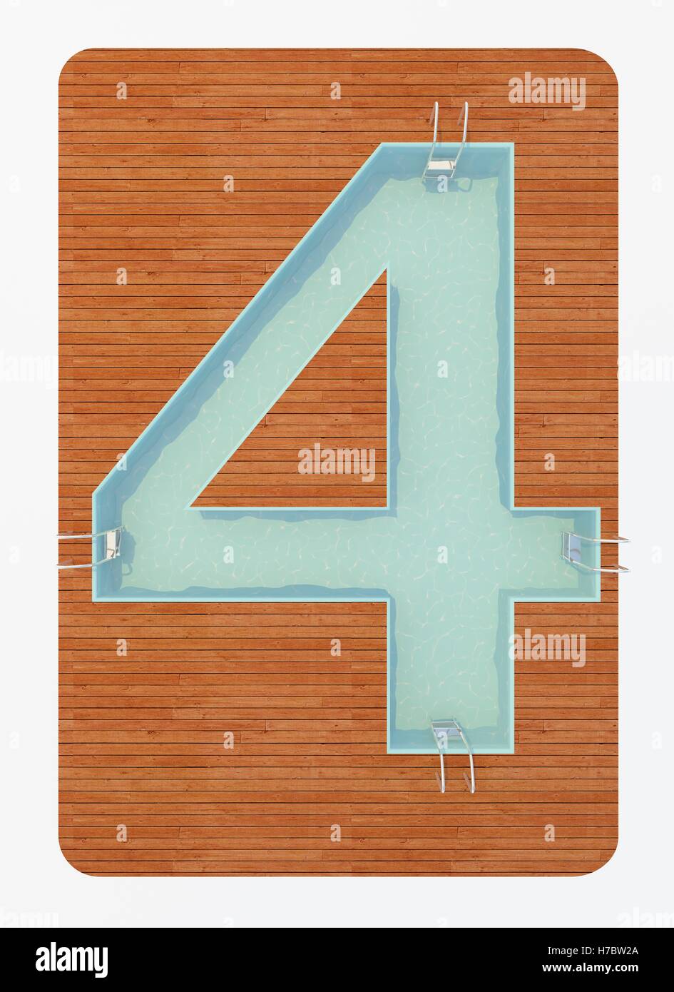 number four in the shape of the pool. 3d rendering Stock Photo - Alamy